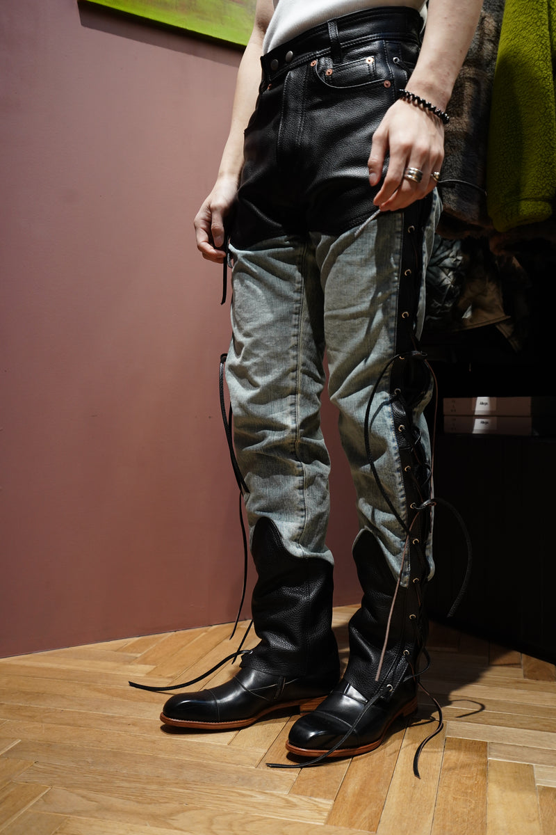 Sugarhill (Sugar Hill) Destressed Leather Slim Trousers (Black ...