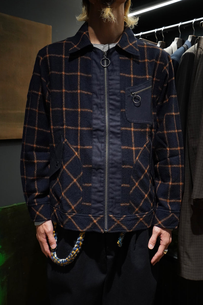 Nicholas Daley (Nicholas Daily) Zip Through Shirt Jacket (Navy/Orange ...